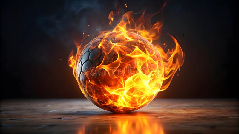 Fiery Ball Engulfed in Flames for Energetic Visual Effects Stock ...