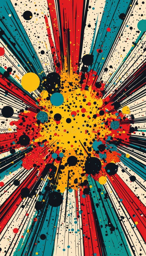 Dynamic Comic Book-style Explosion Pattern with Vibrant Colors and ...