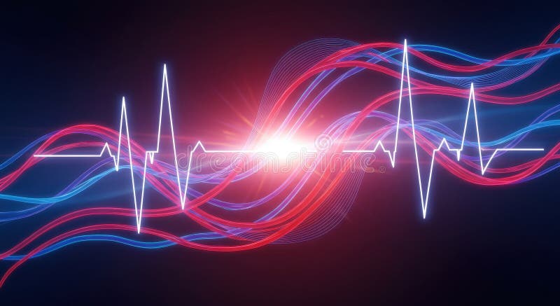 Dynamic Glowing Lines Resembling an Electrocardiogram (ECG) or ...