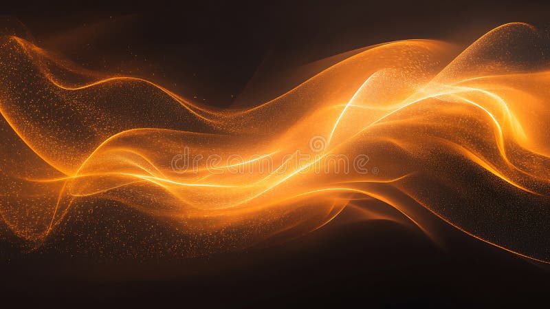 Abstract Dynamic Golden Light Waves Flowing Against Deep Background ...