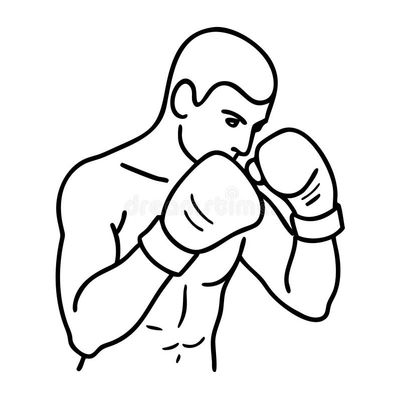 Boxer Outline Vector for Sports Illustration and Tattoo Design Stock ...