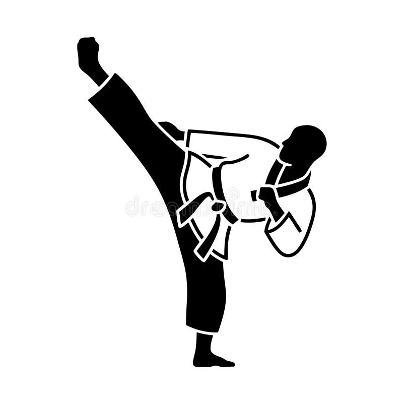 Karate Martial Arts Silhouette Performing High Kick Vector Illustration ...