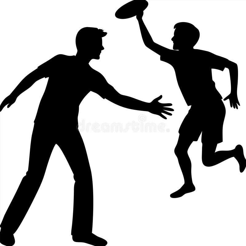 Silhouette of Two People Playing Ultimate Frisbee Vector Art Stock ...