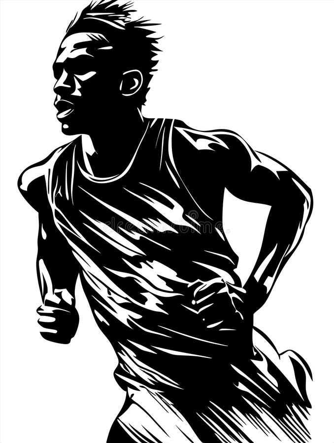 Dynamic Vector Silhouette of Male Athlete in Motion for Fitness and ...