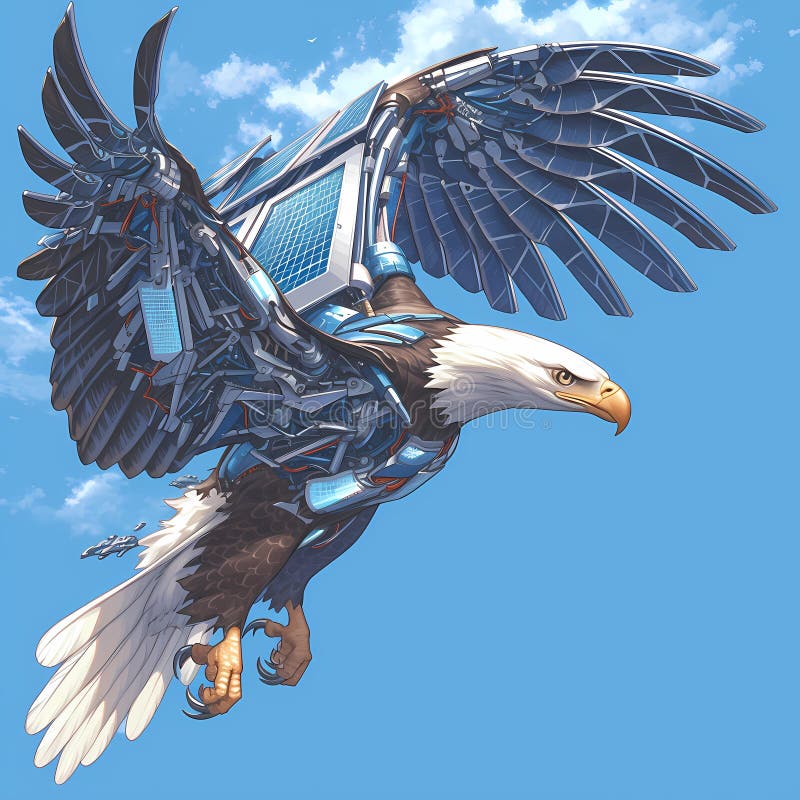Robotic Eagle in Flight stock illustration. Illustration of advanced ...