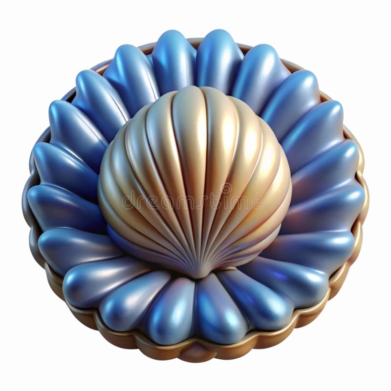 Elegant Metallic Seashell Design with Blue and Gold Gradient for ...
