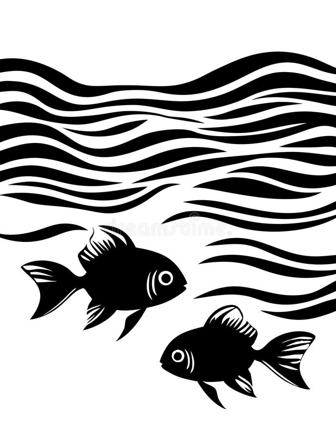 Elegant Fish Silhouette with Wavy Lines for Art and Design Projects ...