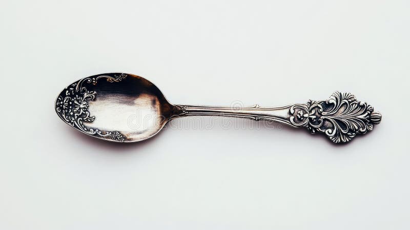 The Image Features an Elegant Silver Spoon with a Shiny Finish, Set ...