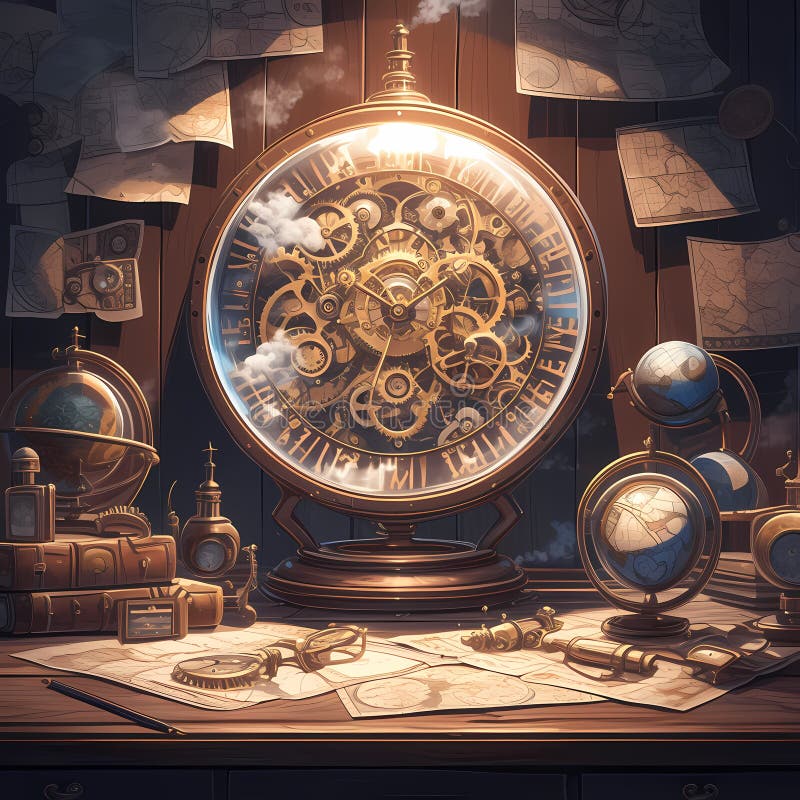 Vintage Steampunk Clock, Elegant Decoration, Nostalgic Timepiece Stock ...