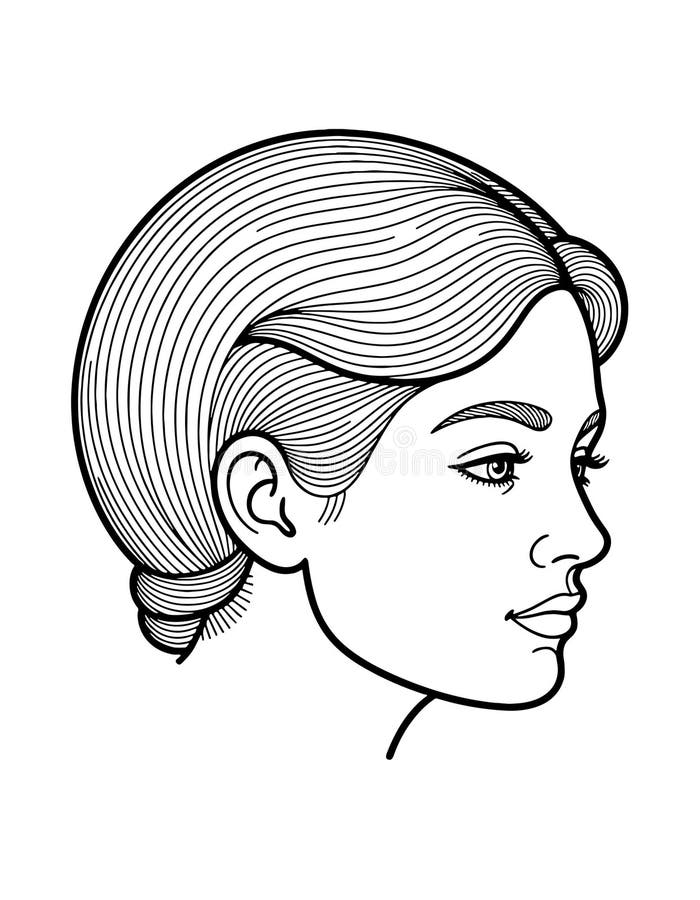 Elegant Woman Profile Line Art Female Face Portrait Beauty Concept ...