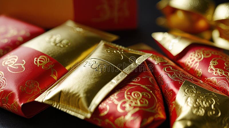 Mandarin Orange Chinese Gold and Red Packet Stock Illustration ...