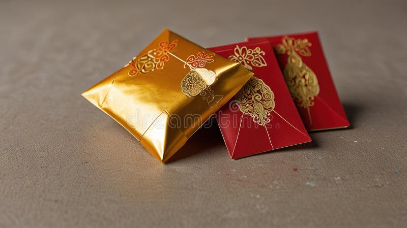 Mandarin Orange Chinese Gold and Red Packet Stock Illustration ...