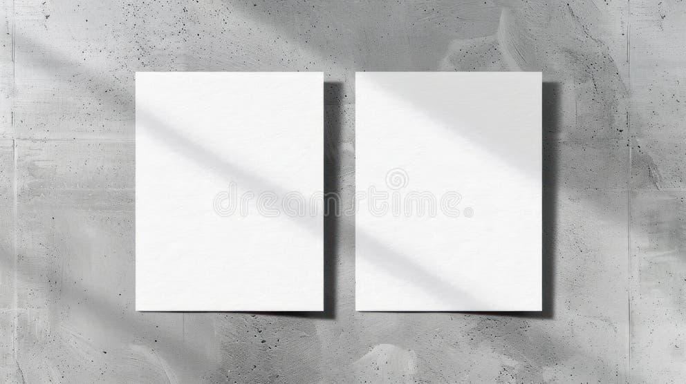Empty White Rectangle Mockups on Trendy Concrete Background with ...