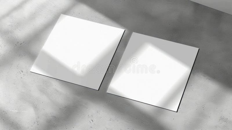 Empty White Rectangle Mockups on Trendy Concrete Background with ...