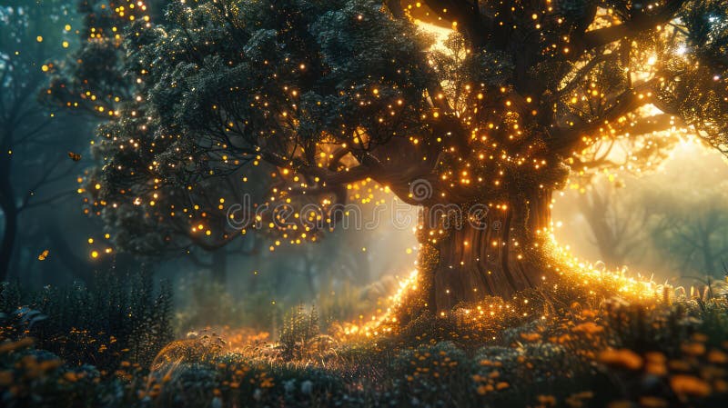 Enchanted Fairy Tree in Mystical Forest - Magical Nature Landscape with ...