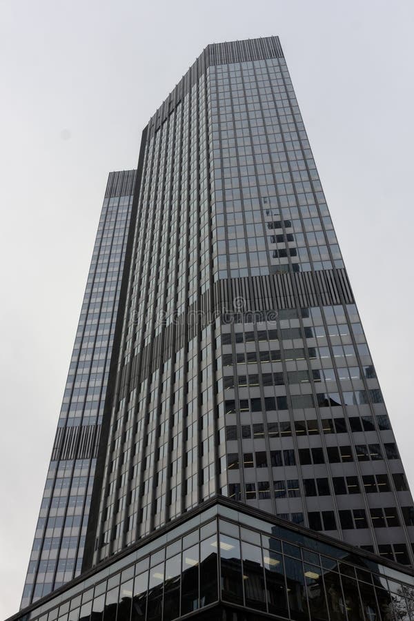 This Image Features the Eurotower, a Prominent Skyscraper in Frankfurt ...