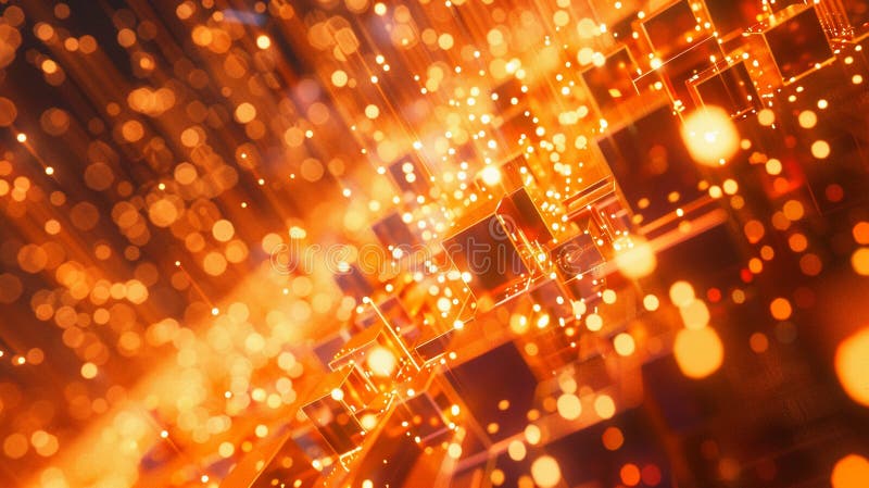 Vibrant Orange Particle Explosion. Abstract Square Particles Background ...