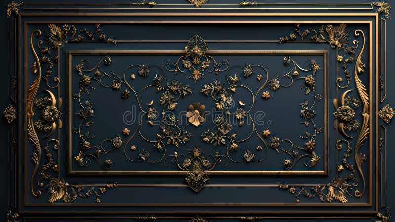 Oriental-Inspired Horizontal Gold Frame for Web Presentations Stock ...