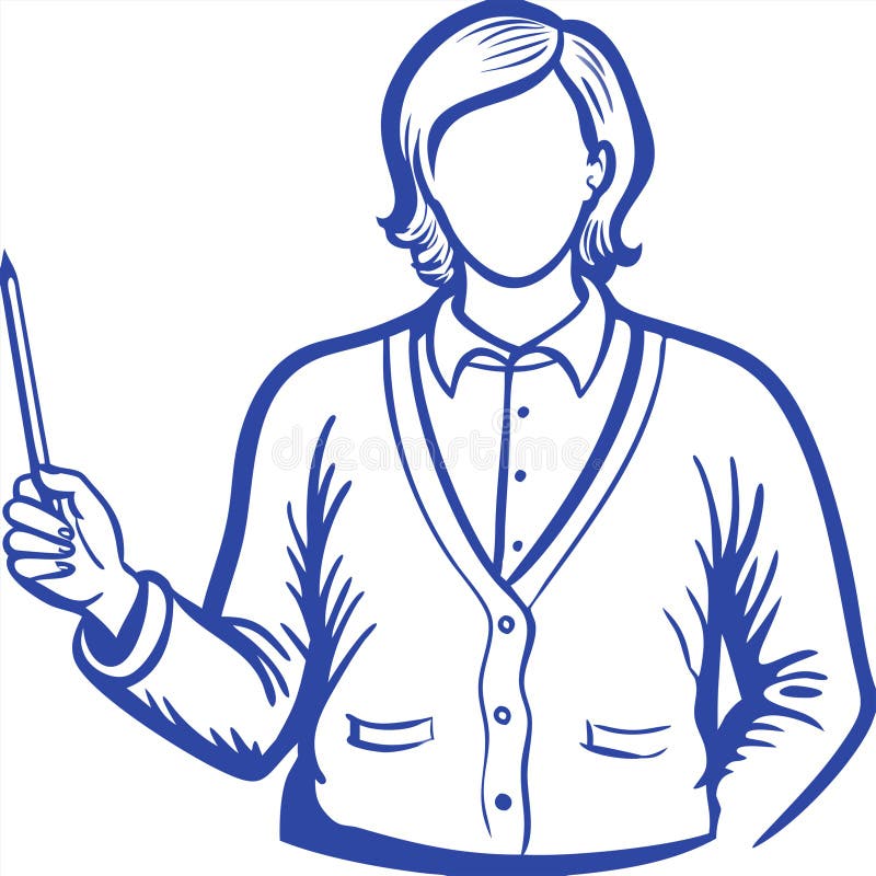 Vector Illustration of Faceless Female Teacher Holding Pointer for ...