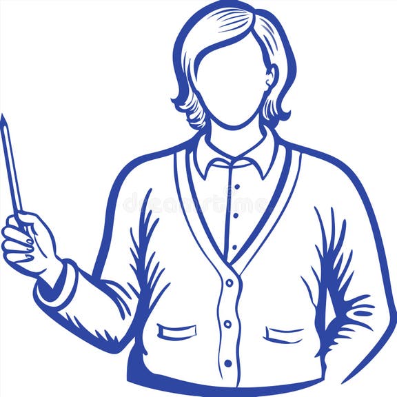 Vector Illustration of Faceless Female Teacher Holding Pointer for ...