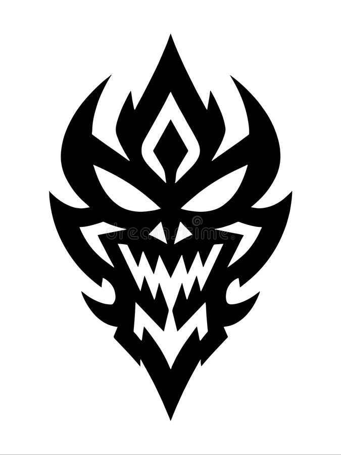 Tribal Demon Skull Aggressive Mascot Logo Flame Style Stock Vector ...