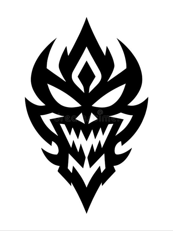Tribal Demon Skull Aggressive Mascot Logo Flame Style Stock Vector ...