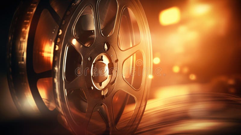 Film Reel on Table in Cinematic Lighting Stock Illustration ...