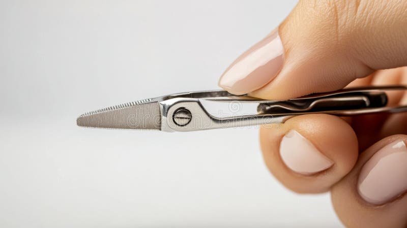 A Sleek Metallic Tool Held Delicately between Fingers. this Image ...