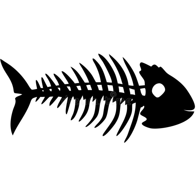 Fish Skeleton Silhouette Illustration for Tattoos and Graphic Design ...