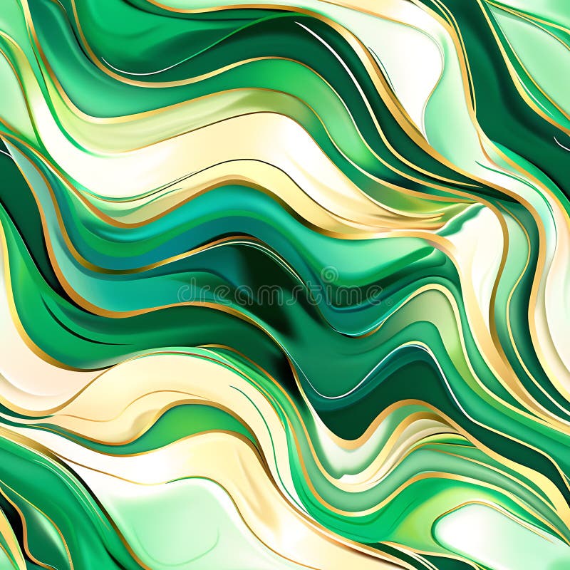 Fluid Gold and Green Seamless Tile Stock Illustration - Illustration of ...
