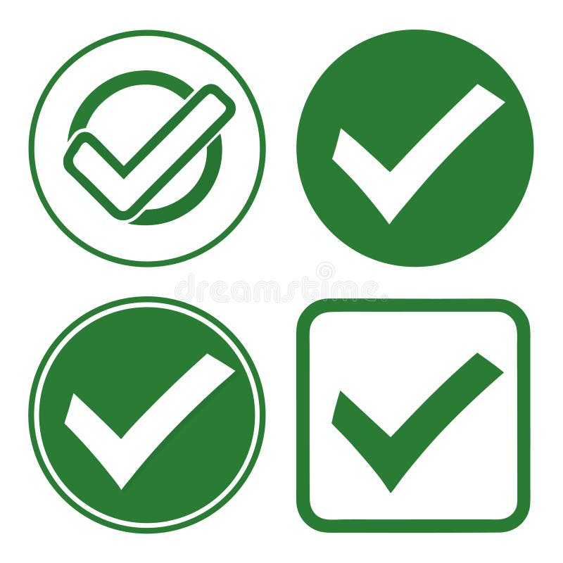 Vector Art of Four Green Check Marks in Circles and Squares, Indicating ...
