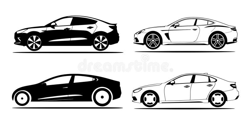 Car Icons Set with Silhouettes of Various Vehicles in Black Vector ...