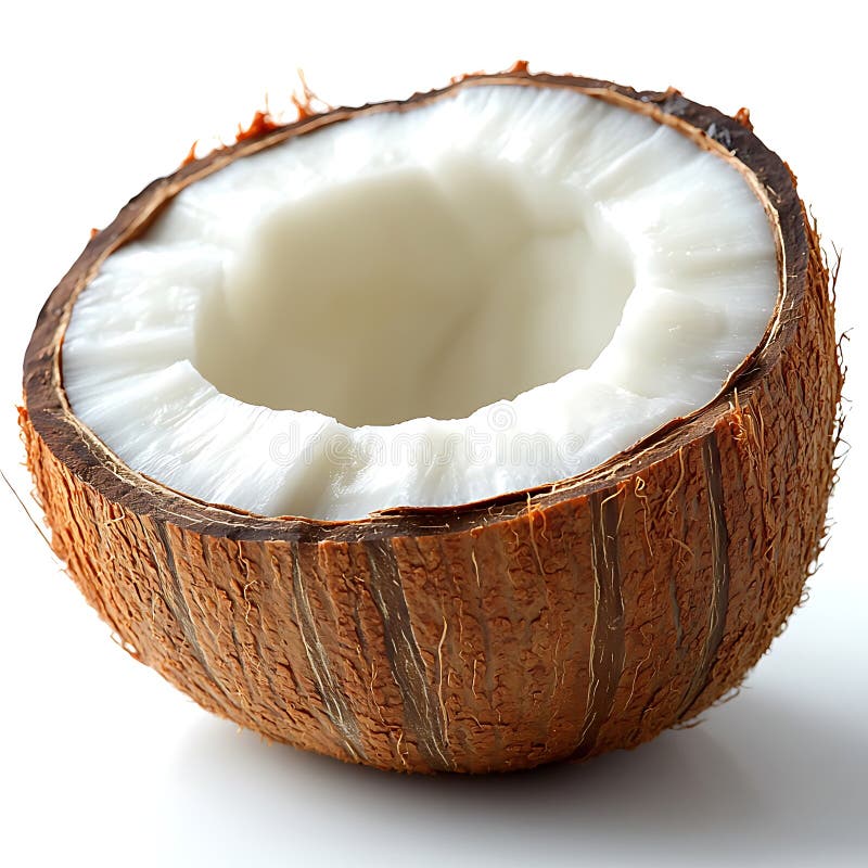 Half Cut Coconut Fresh Tropical Fruit on White Background,representing ...