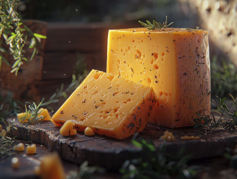 Aged Cheese Wheel, Texture, Flavor, Herbs, Rustic. Stock Illustration ...