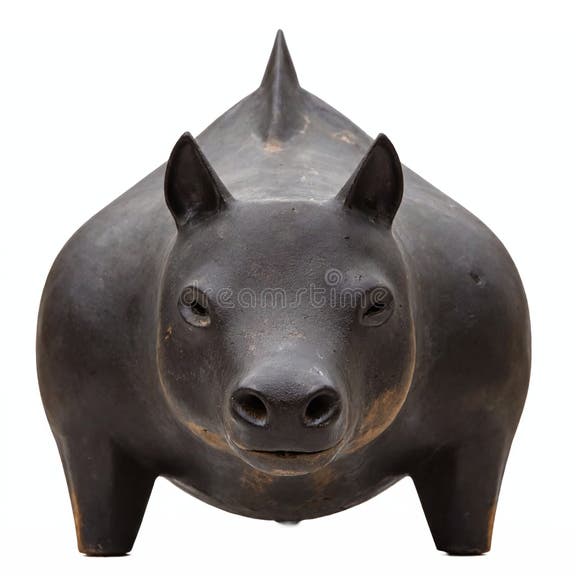 Front View Black Ceramic Tapir Figurine Isolated on Transparent ...