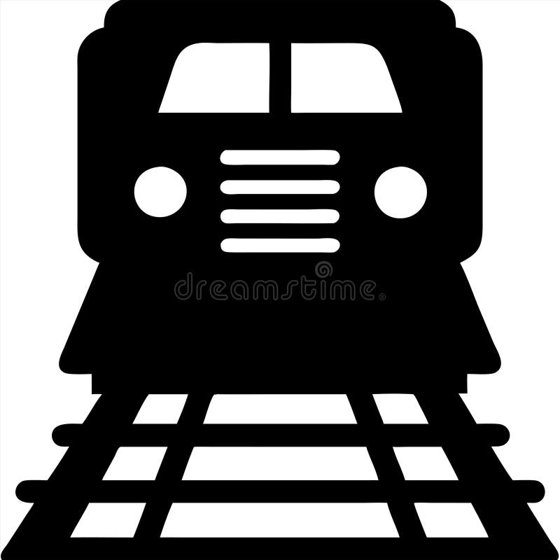Train Locomotive Front View on Tracks for Transportation Apps and ...