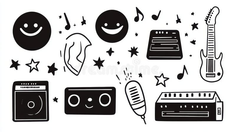 Music Doodle Collection stock illustration. Illustration of guitar ...
