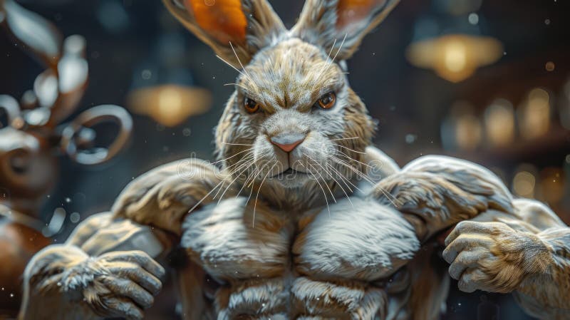 Easter Bunny with a Muscular Physique Stock Illustration - Illustration ...