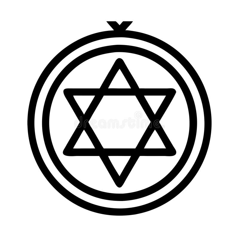 Geometric Star of David in Black Circular Frame for Design Use Stock ...