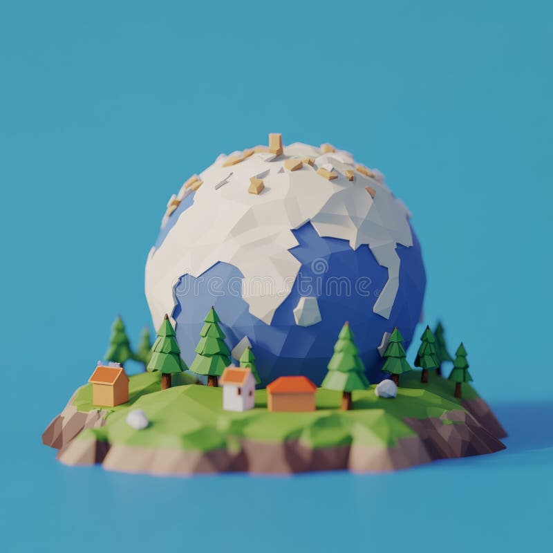 The Image Features a Geometric Triangle Earth Globe Isolated on a White ...