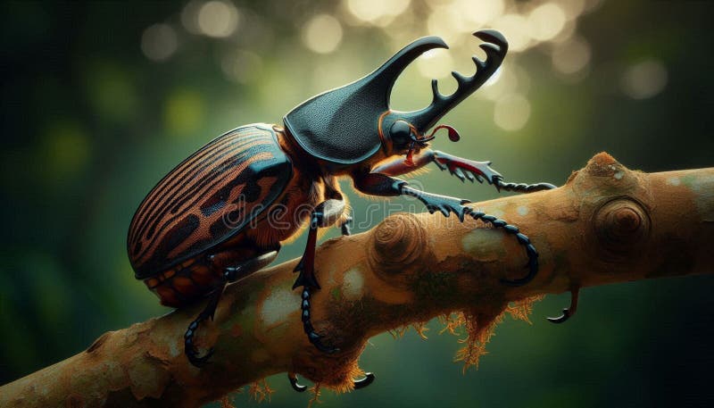 Giant Amazon Beetle on Tree Twig Stock Illustration - Illustration of ...