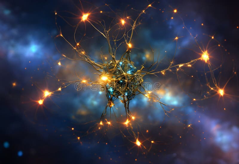 Glowing Cosmic Neuron Illustration Stock Image - Image of biology ...