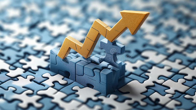 Rising Arrow on Puzzle Pieces Symbolizing Growth and Success Stock ...