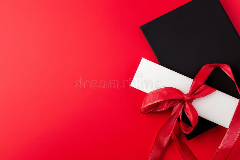 The Image Features a Graduation Cap and Diploma Positioned on a White ...