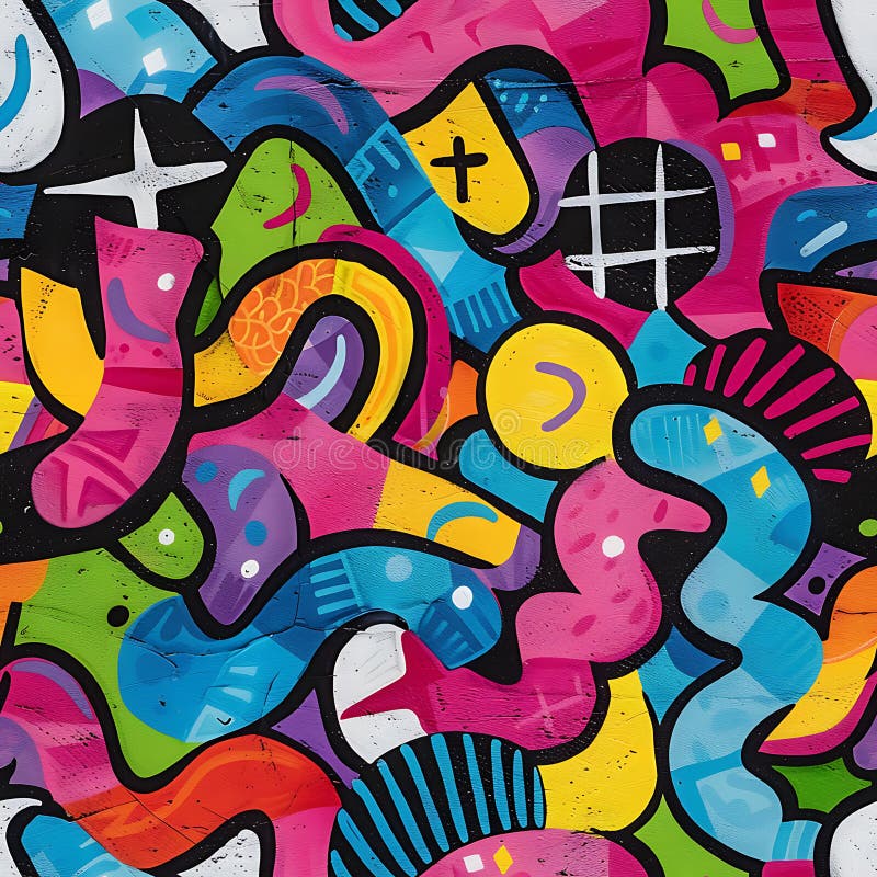 Graffiti Style Background Repeating Pattern Stock Illustration ...