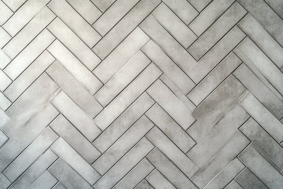 Gray Ceramic Herringbone Tile Pattern Flooring with Subtle Grout Lines ...