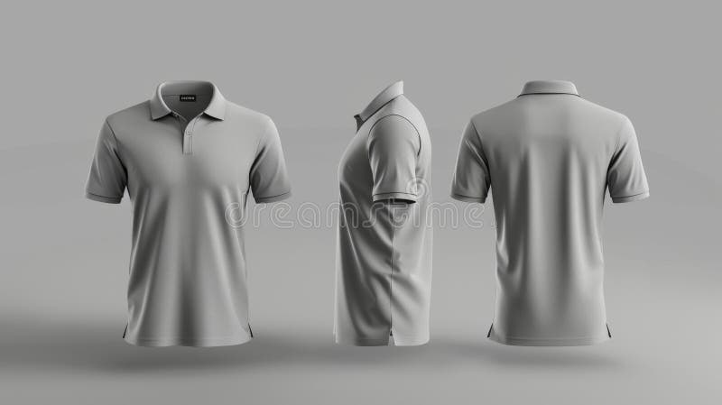 Gray Polo Shirt Front, Side, and Back Views - Generative AI Stock ...