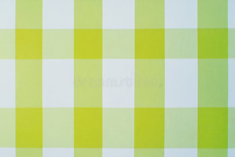 The Image Features a Green Checkered Tablecloth on a White Surface ...