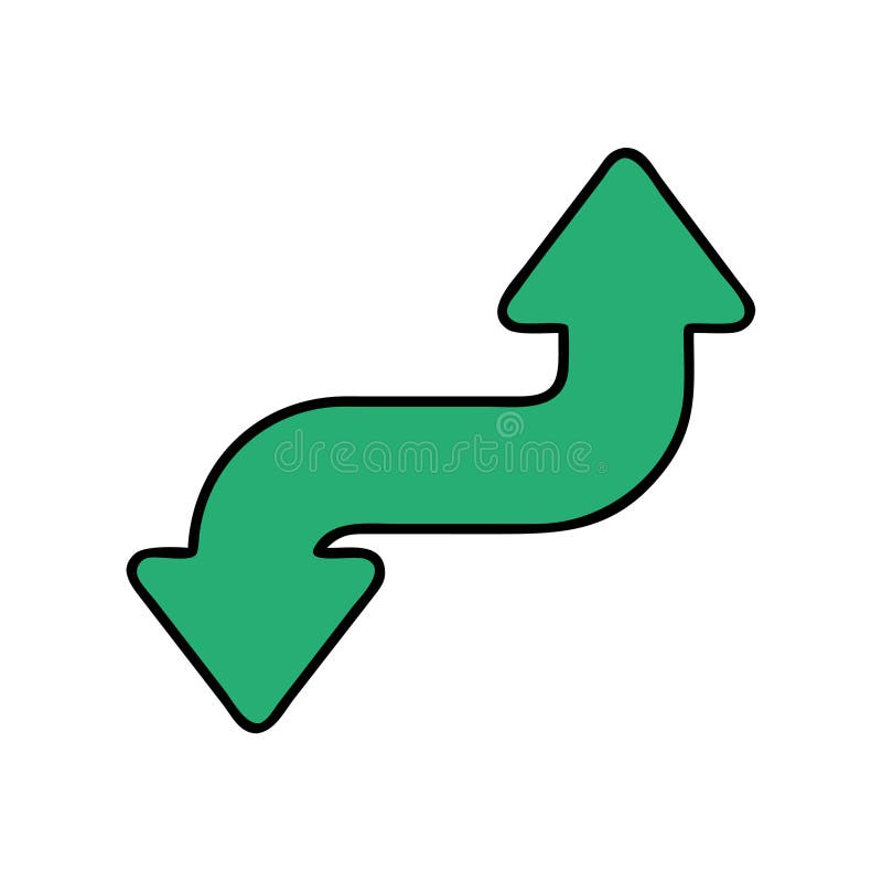 Green Curved Double Arrow Vector Symbol for Direction Change or ...