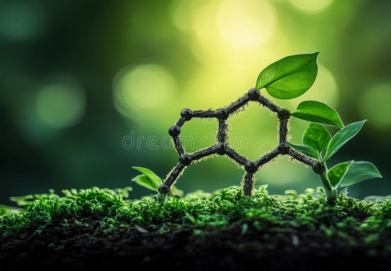 The Image Features Green Plants Growing with a Chemical Formula in the ...